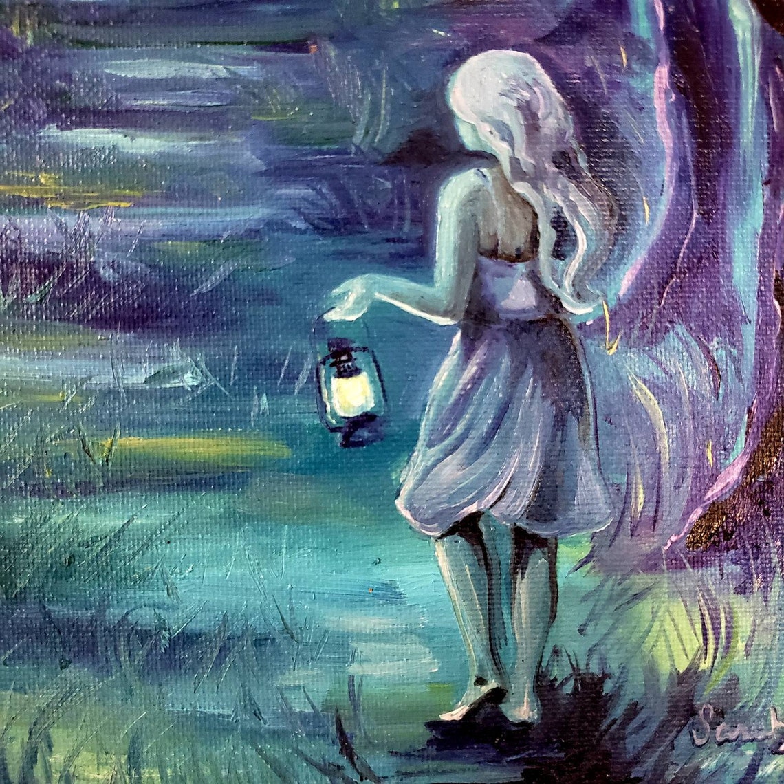 Self Discovery - Art PRINT, Original Oil on Canvas Painting, Lantern ...