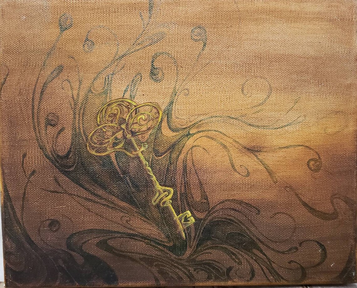 Skeleton Key Art PRINT Oil on Stretched Canvas Painting Tree - Etsy