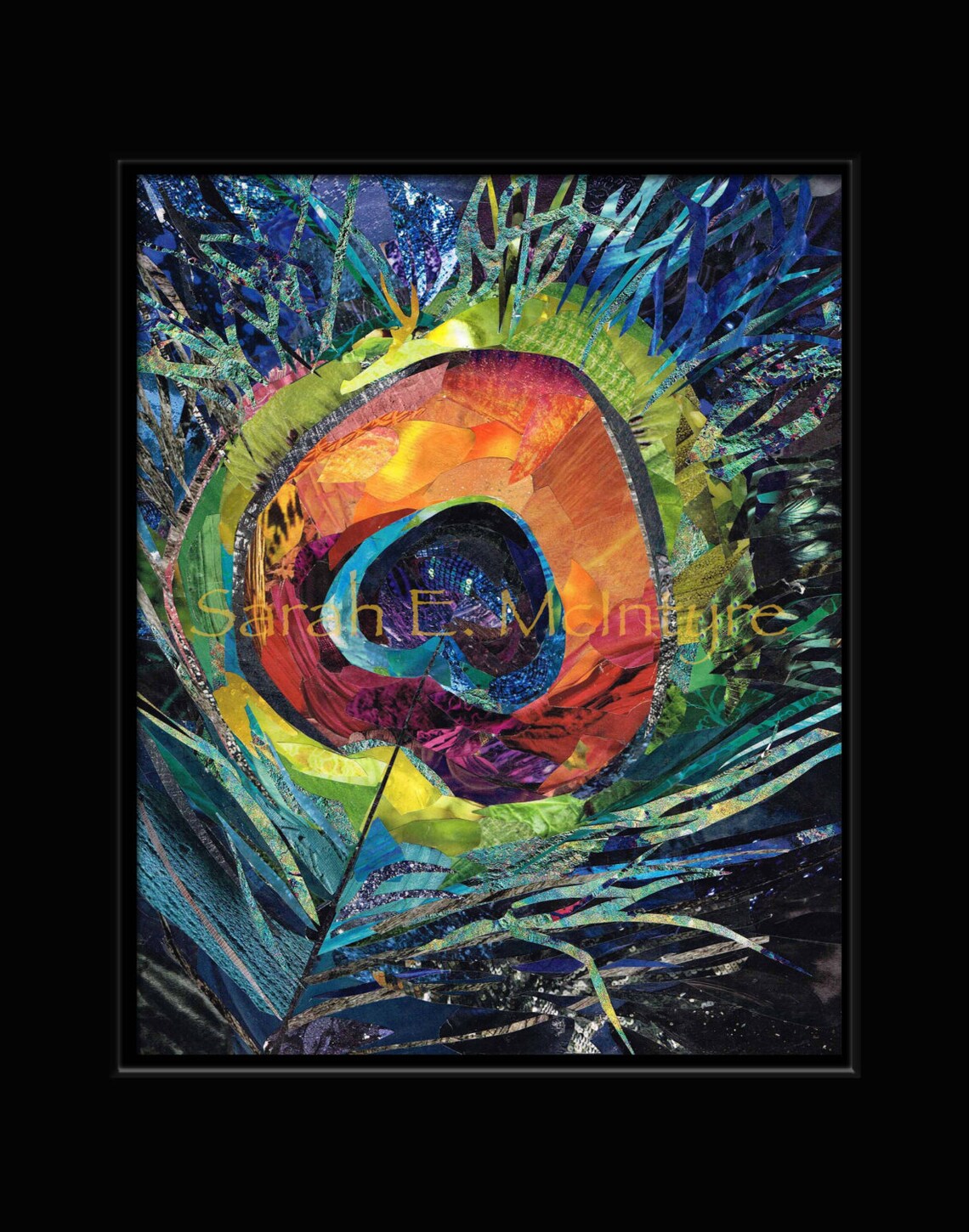 Peacock Feather magazine Collage Art PRINT Original Artwork | Etsy