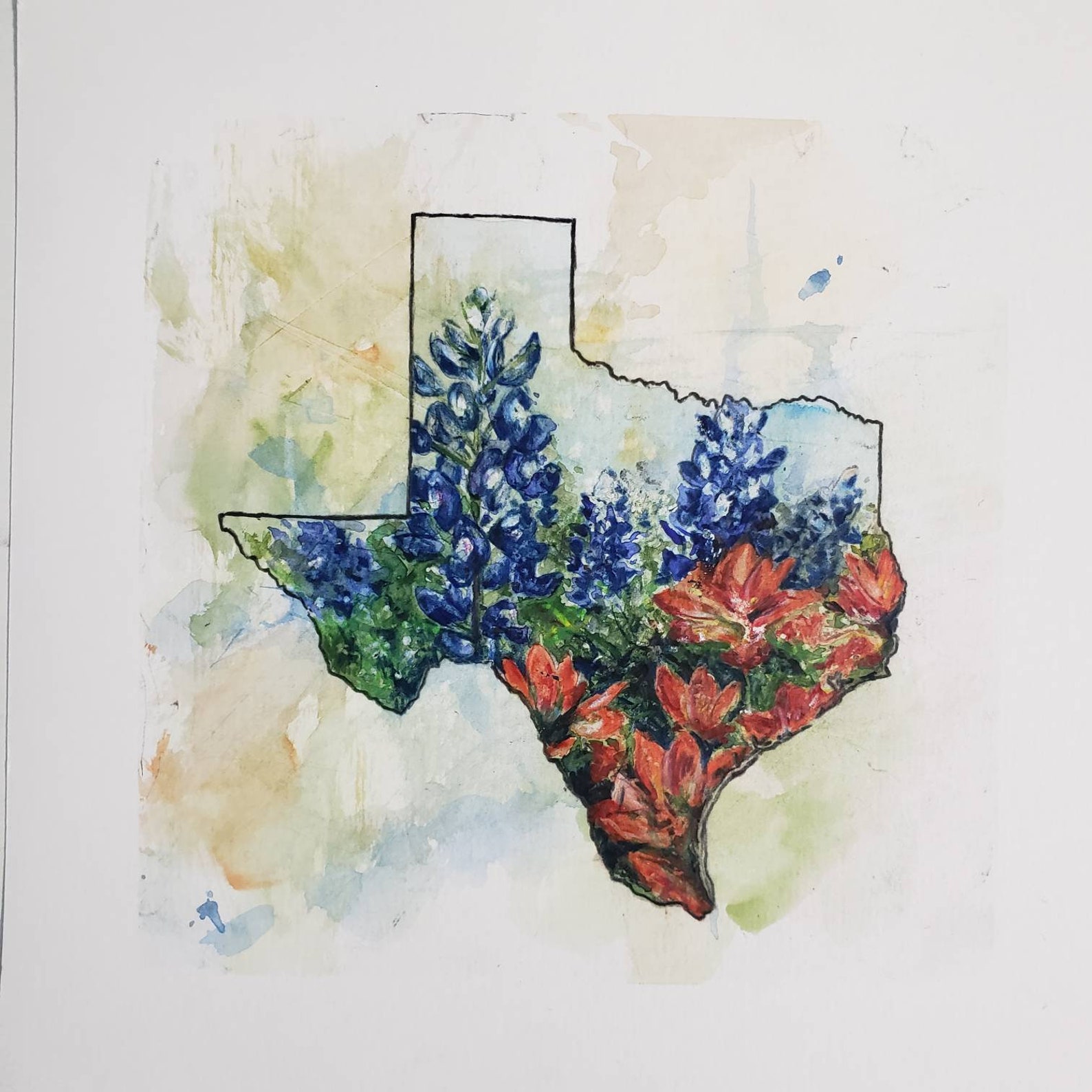 Texas Wildflowers Art PRINT Original Watercolor Illustration - Etsy