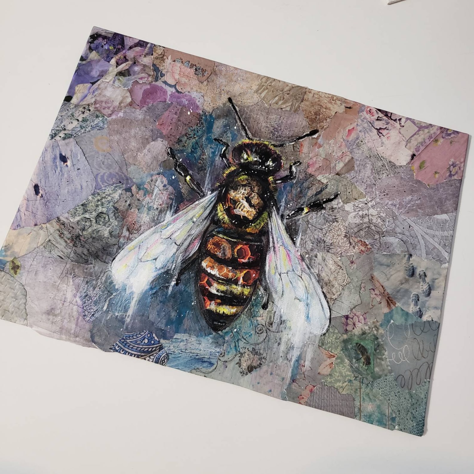 Honey Bee Art Original Animal Wall Art Bumblebee Collage - Etsy