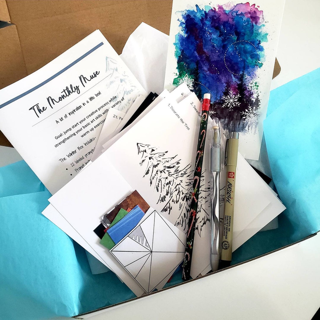 Winter Art Inspiration Subscription Box Advent Calendar 22 Art Prompts ...