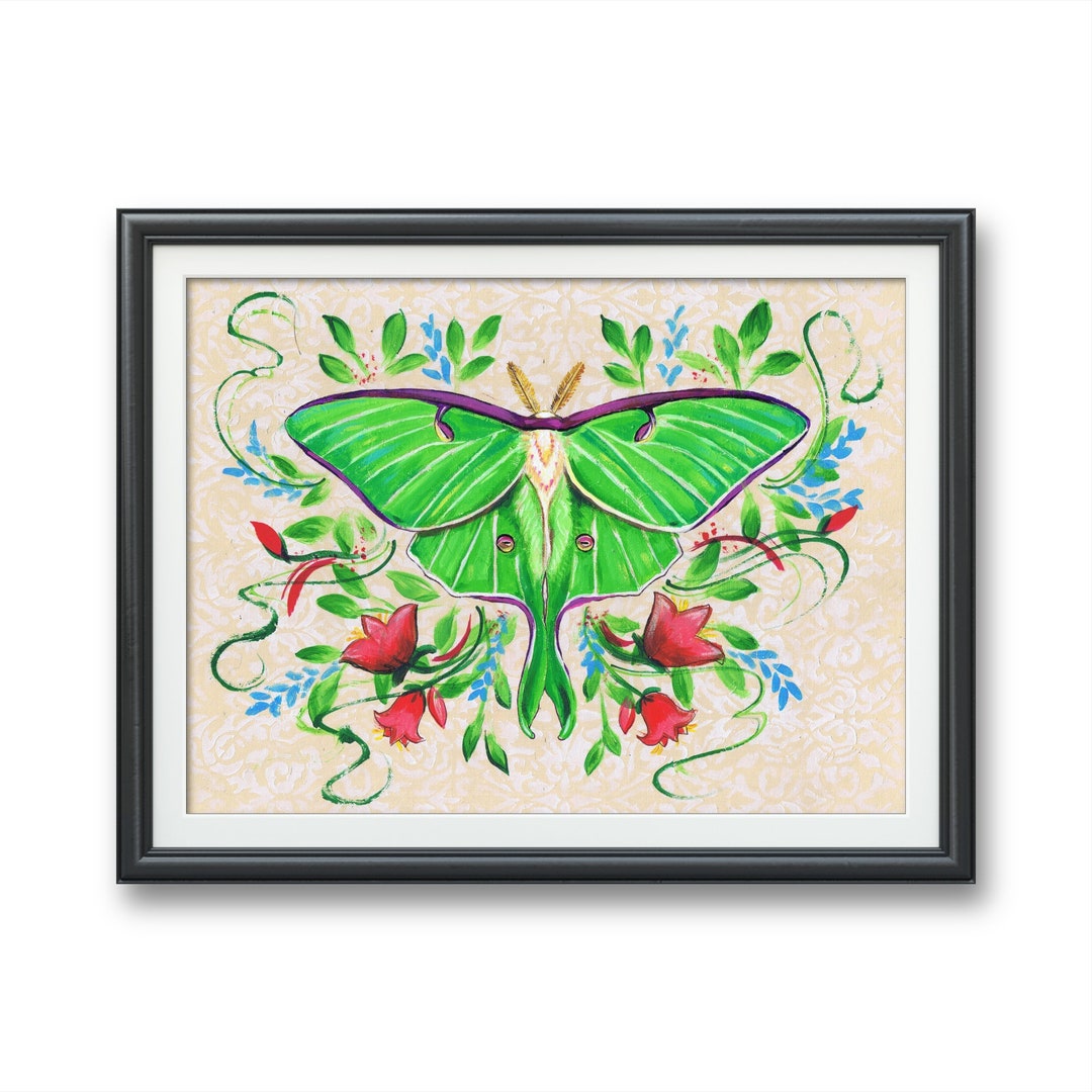 Lunar Moth Art PRINT Original Acrylic Artwork - Etsy