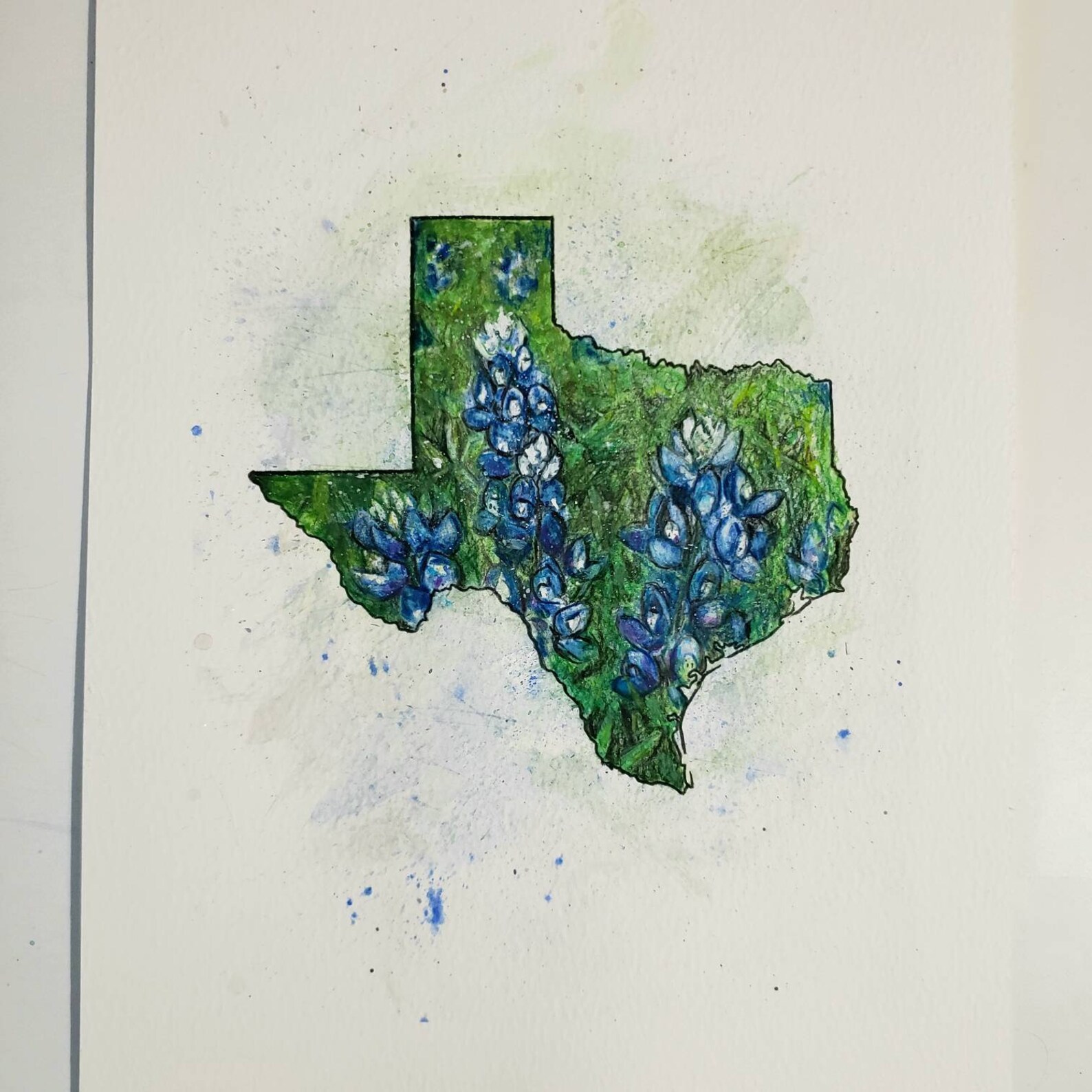 Texas Bluebonnets Art PRINT of an Original Watercolor State - Etsy