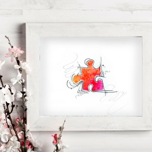 Puzzle Piece Set- Original Art PRINT SET Watercolor Illustration Autism ...