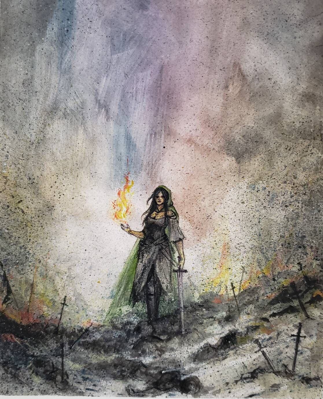 Hero - Art PRINT, Original Oil, Mage, Dark Fantasy, Victory Painting ...