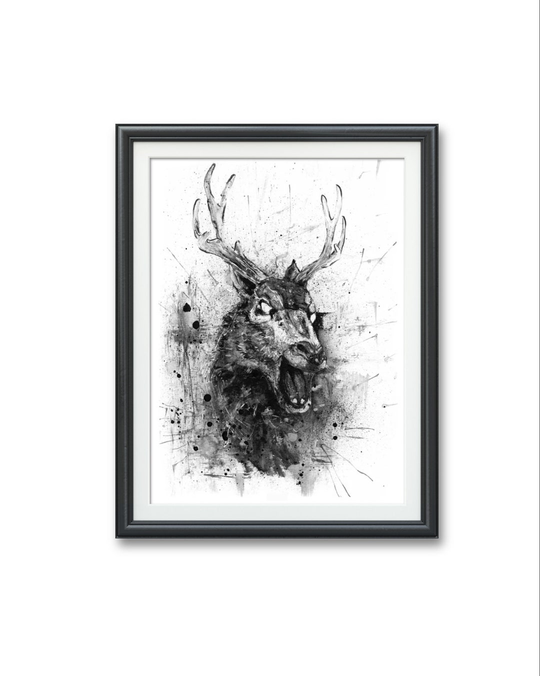 Evil Dead Deer- Art PRINT, Original Watercolor Illustration Artwork ...