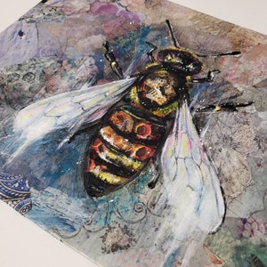 Honey Bee Art- Original Animal Wall Art Bumblebee Collage Illustration ...