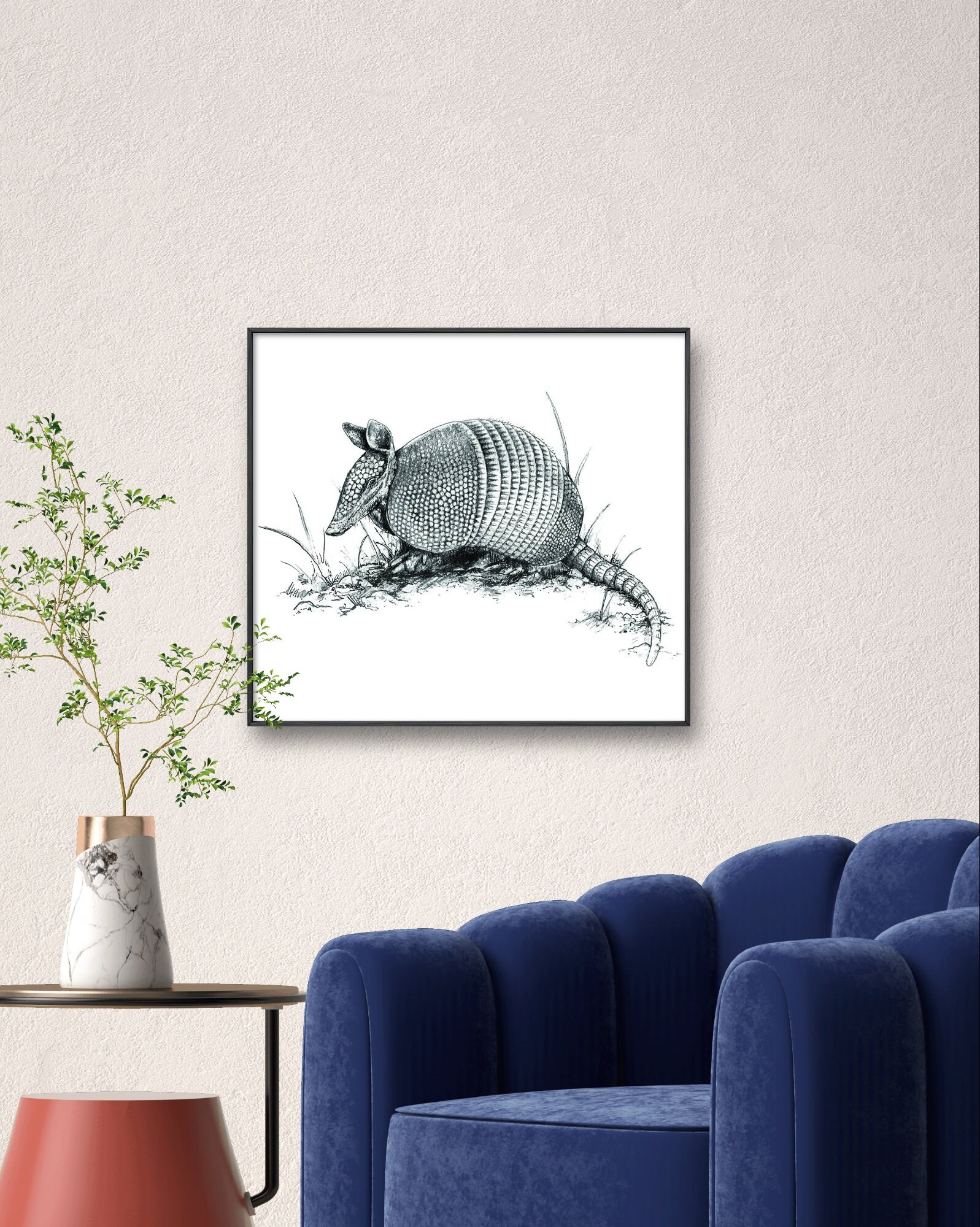 Armadillo- Nine-banded Original Pen and Ink Illustration Art PRINT ...