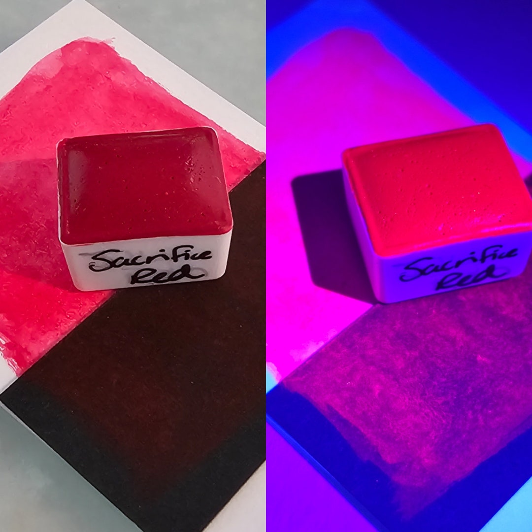 Sacrifice Red - Neon Fluorescent Handmade Artisan Watercolor ...