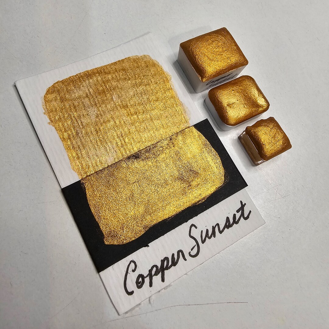 Copper Sunset- Starry Night Handmade Artisan Watercolor Mica Shimmer ...