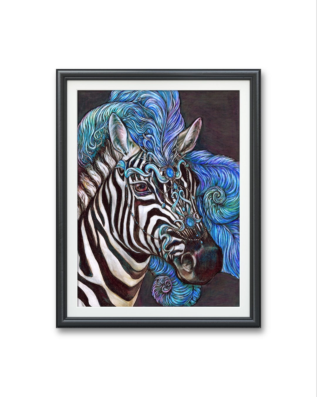Circus Carousel Zebra Original Art PRINT, African Headdress Stripped ...