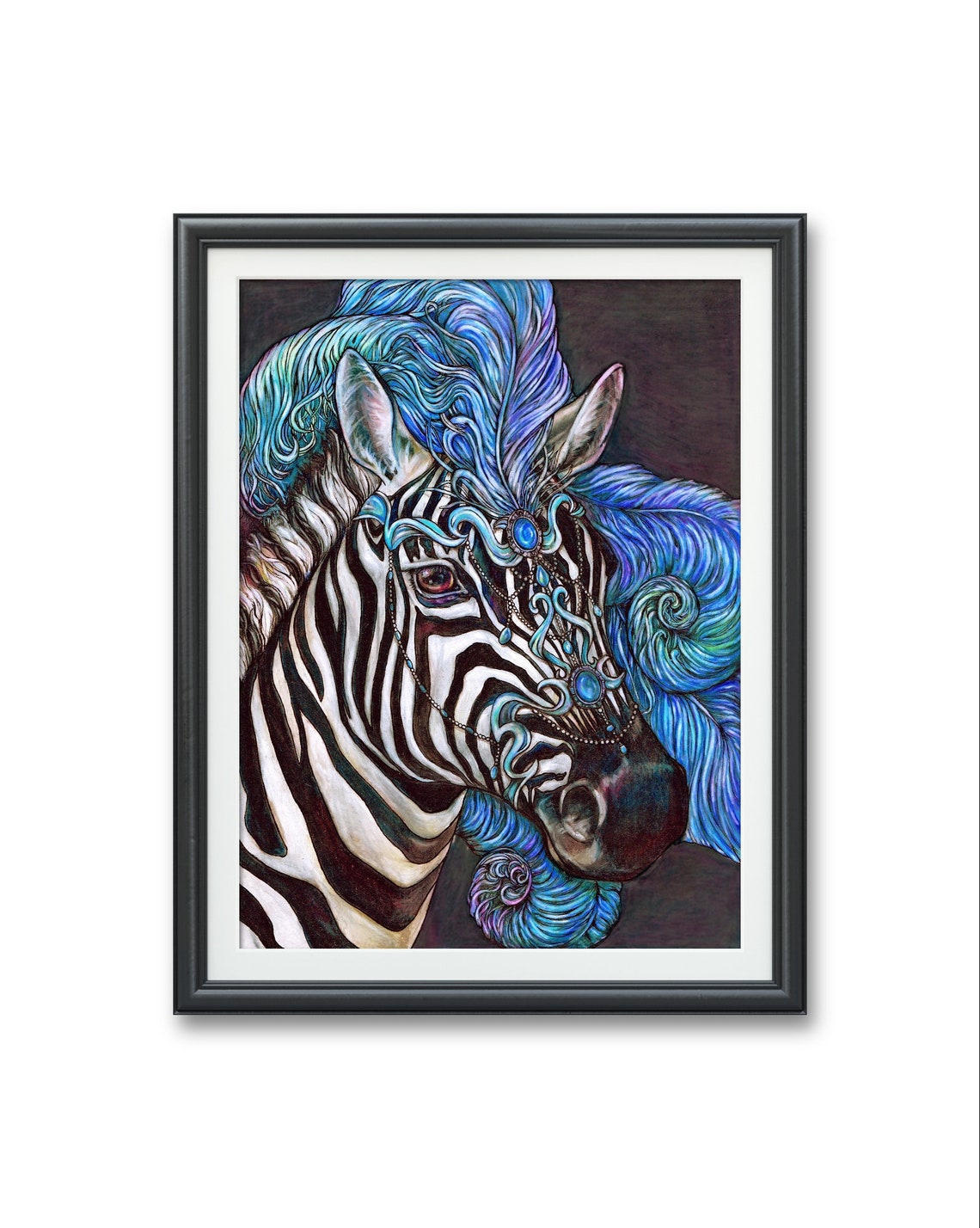 Circus Carousel Zebra Original Art PRINT, African Headdress Stripped ...