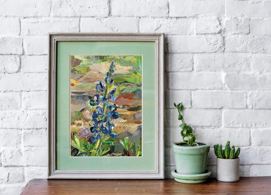 Texas Bluebonnet Collage Wall Art Print, Texas Hill Country, State ...