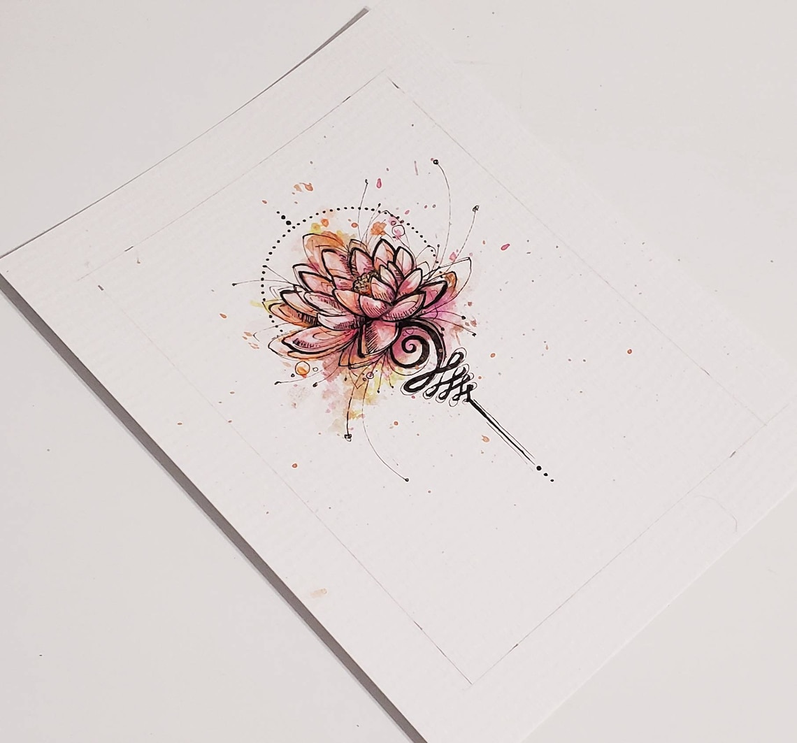 Enlightenment- Unalome Art PRINT Original Watercolor Illustration Lotus ...