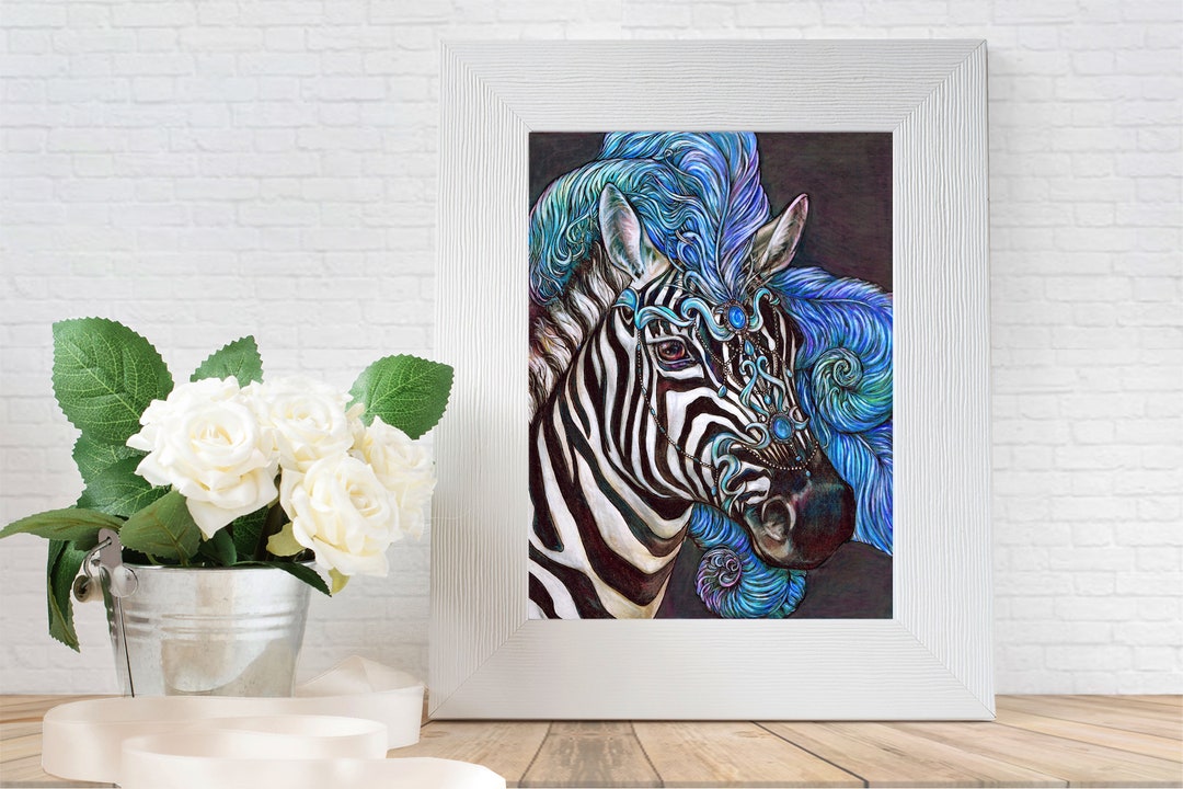 Circus Carousel Zebra Original Art PRINT African Headdress - Etsy