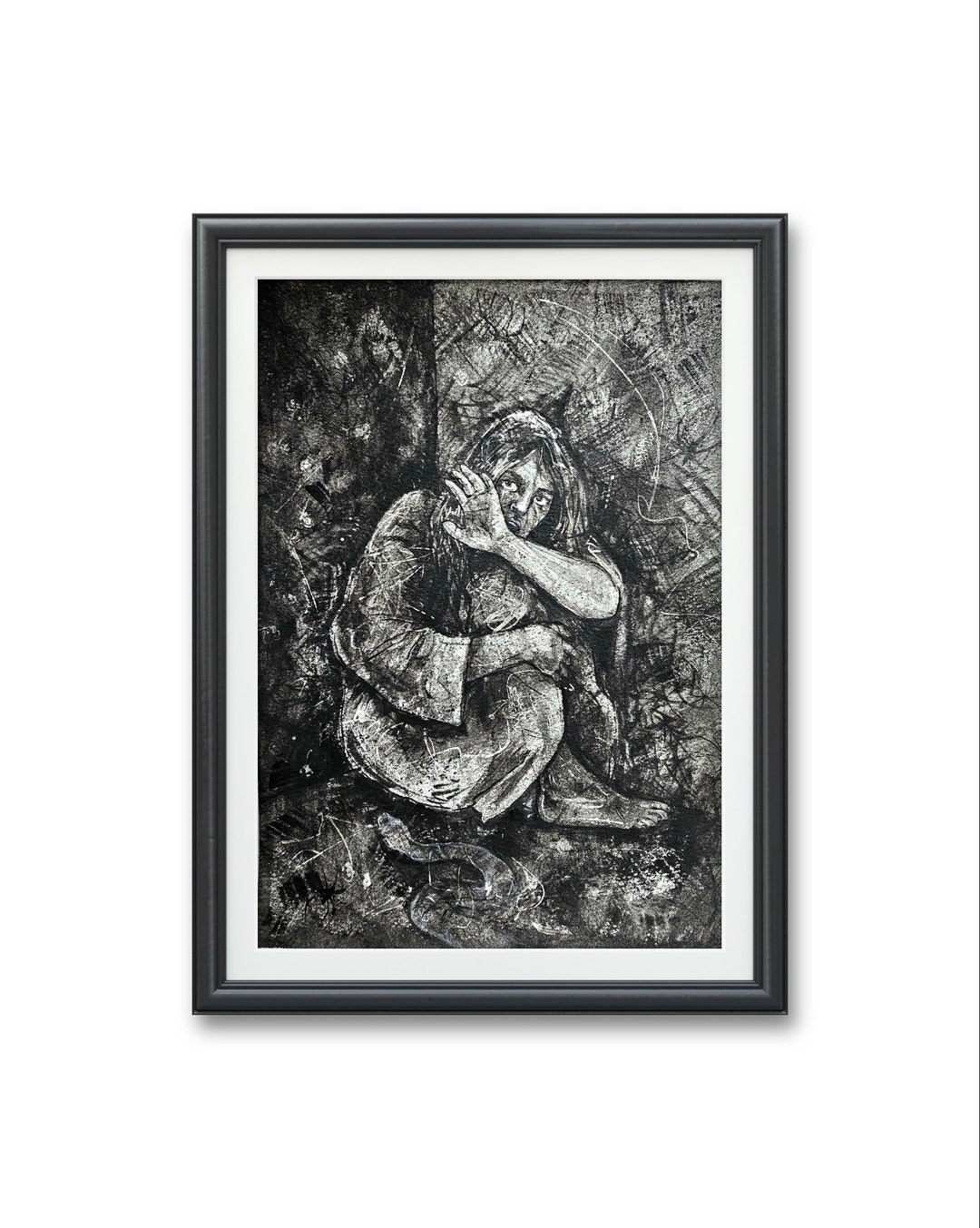 Fear Art Print Original Watercolor Afraid Haunted Artwork Silent