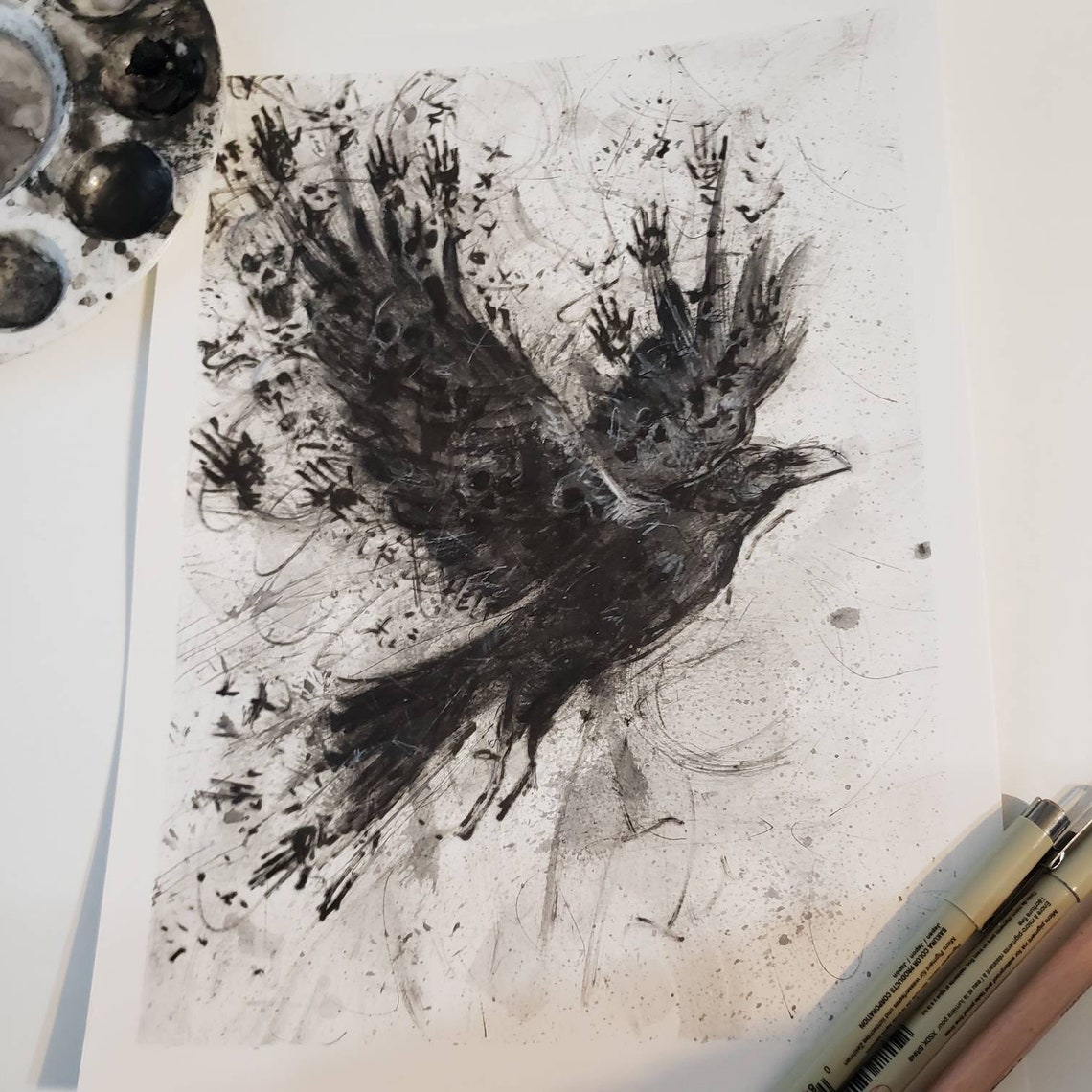 Death's Messenger Raven Art PRINT Original Watercolor - Etsy