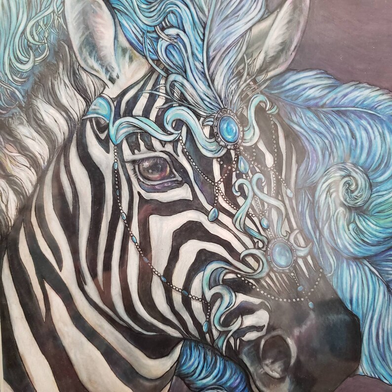 Circus Carousel Zebra Original Prismacolor Illustration Circus ...