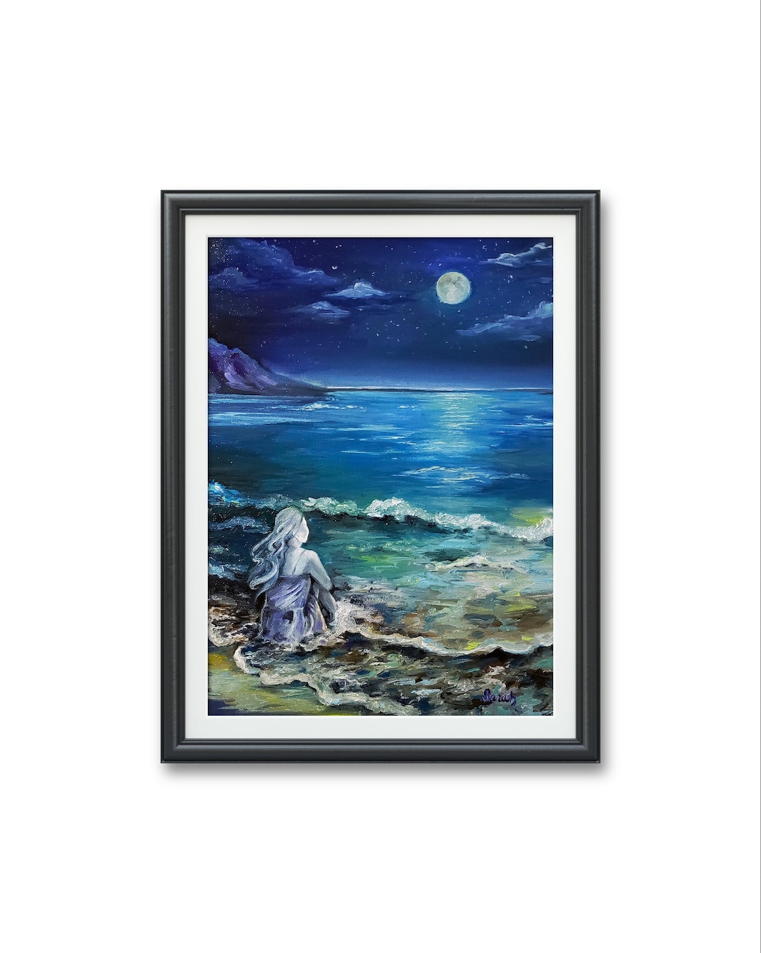 Exploring Her Inner World, Art PRINT Oil on Canvas Painting Ocean Water ...