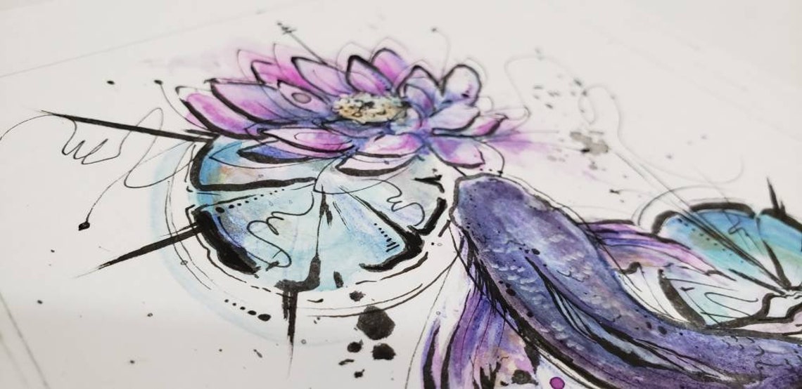 Purple Koi Fish Art PRINT of an Original Watercolor | Etsy