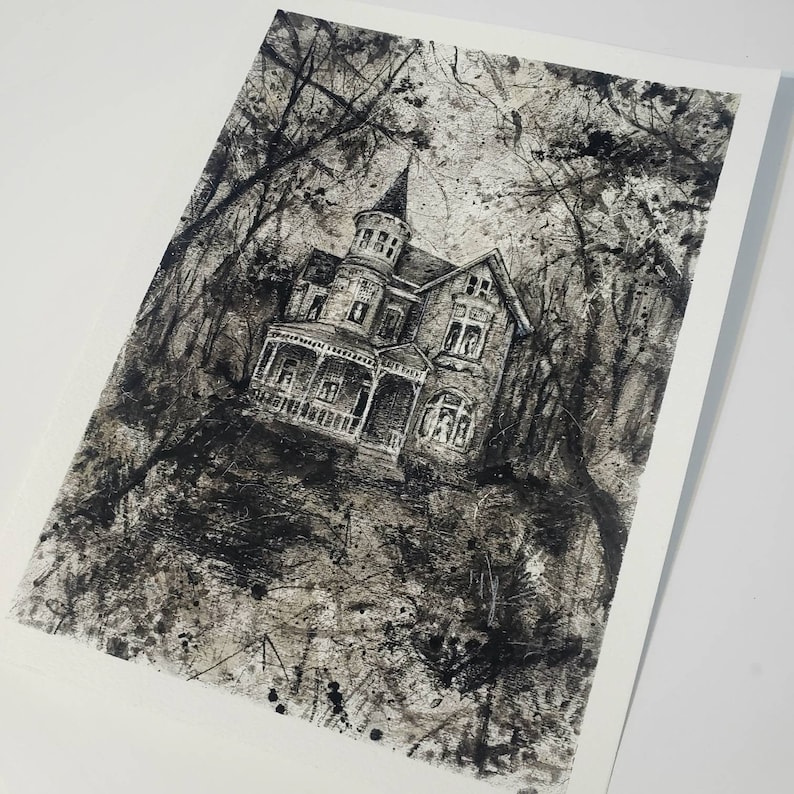 Haunted House Victorian Original Watercolor Art PRINT Hidden - Etsy