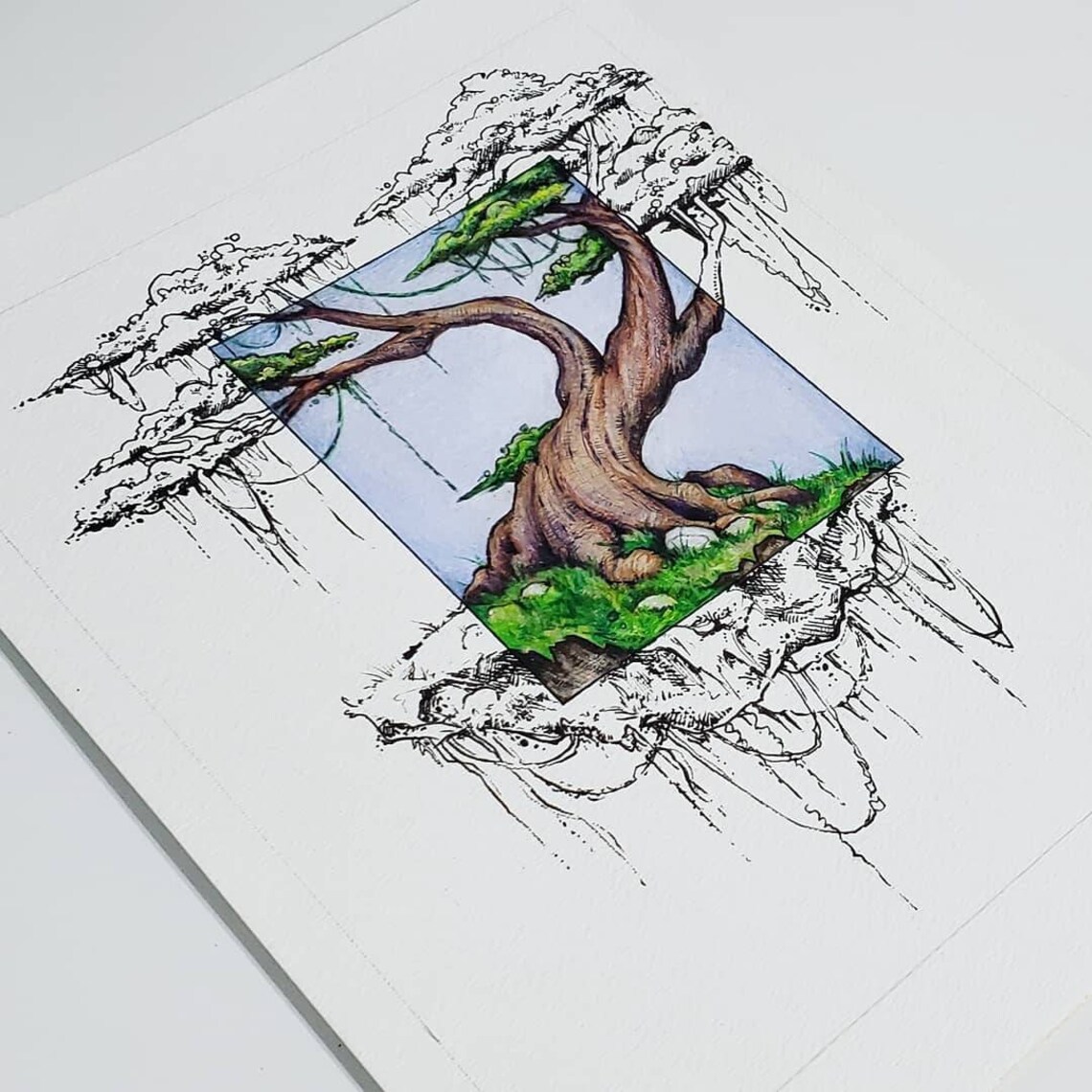 The Floating Island- Art Print, Original Prismacolor Illustration - Etsy