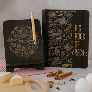 Elegant Recipe Binder: Wood Texture Cover, Kitchen Organizer - Etsy