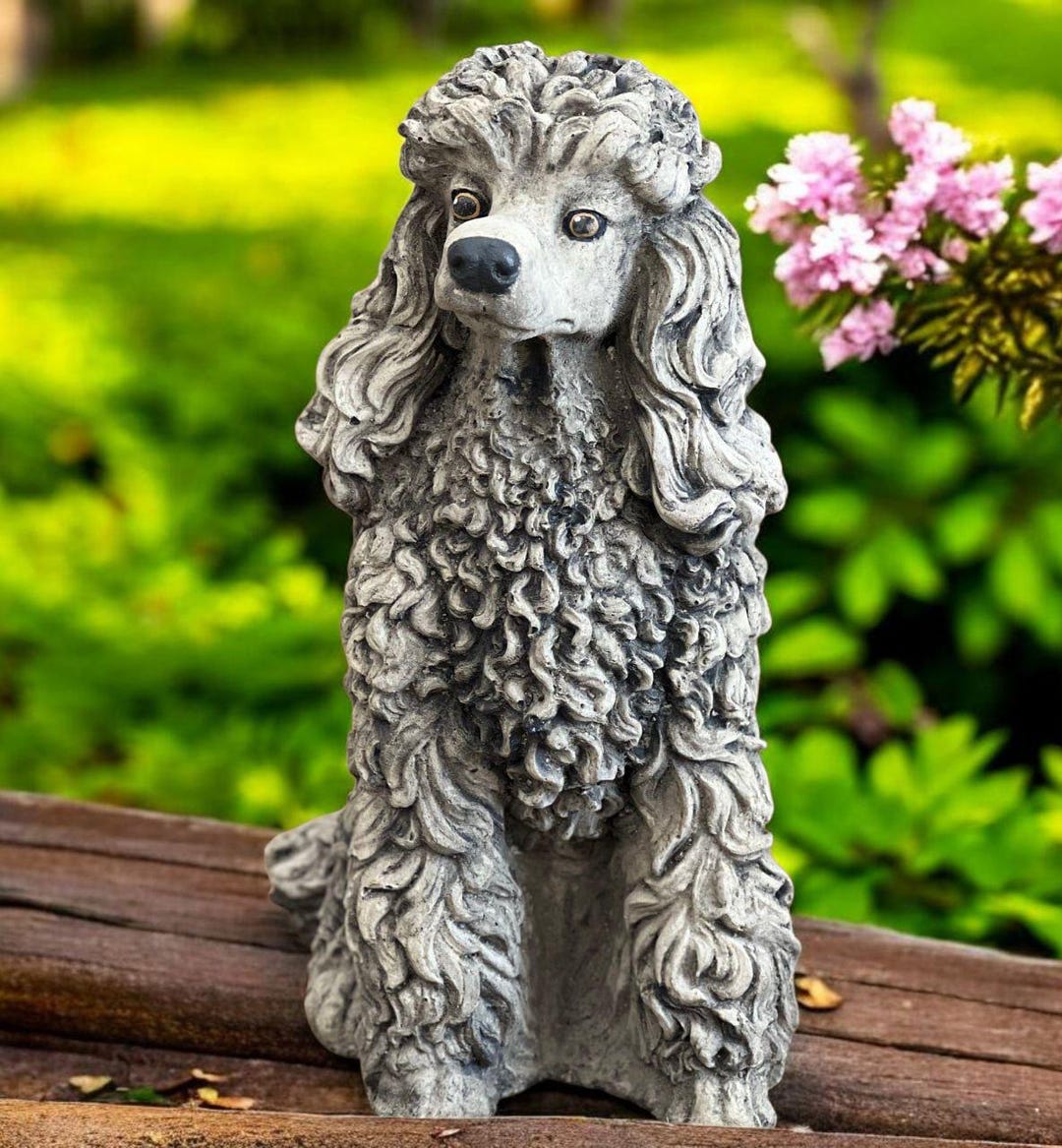 Poodle Lawn Sculpture - Outside Dog Figurine - Garden Poodle Art ...