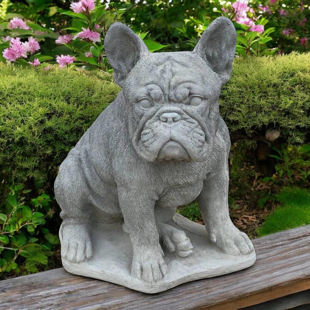 Stone Bulldog Sculpture - Cement Large Dog - Garden Pet Statue ...