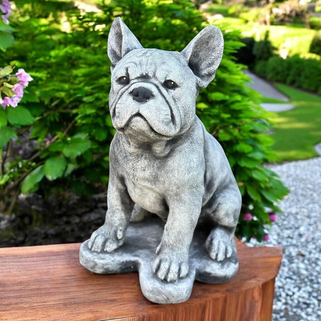 Frenchie Statue - Outdoor Dog Sculpture - French Bulldog Memorial ...
