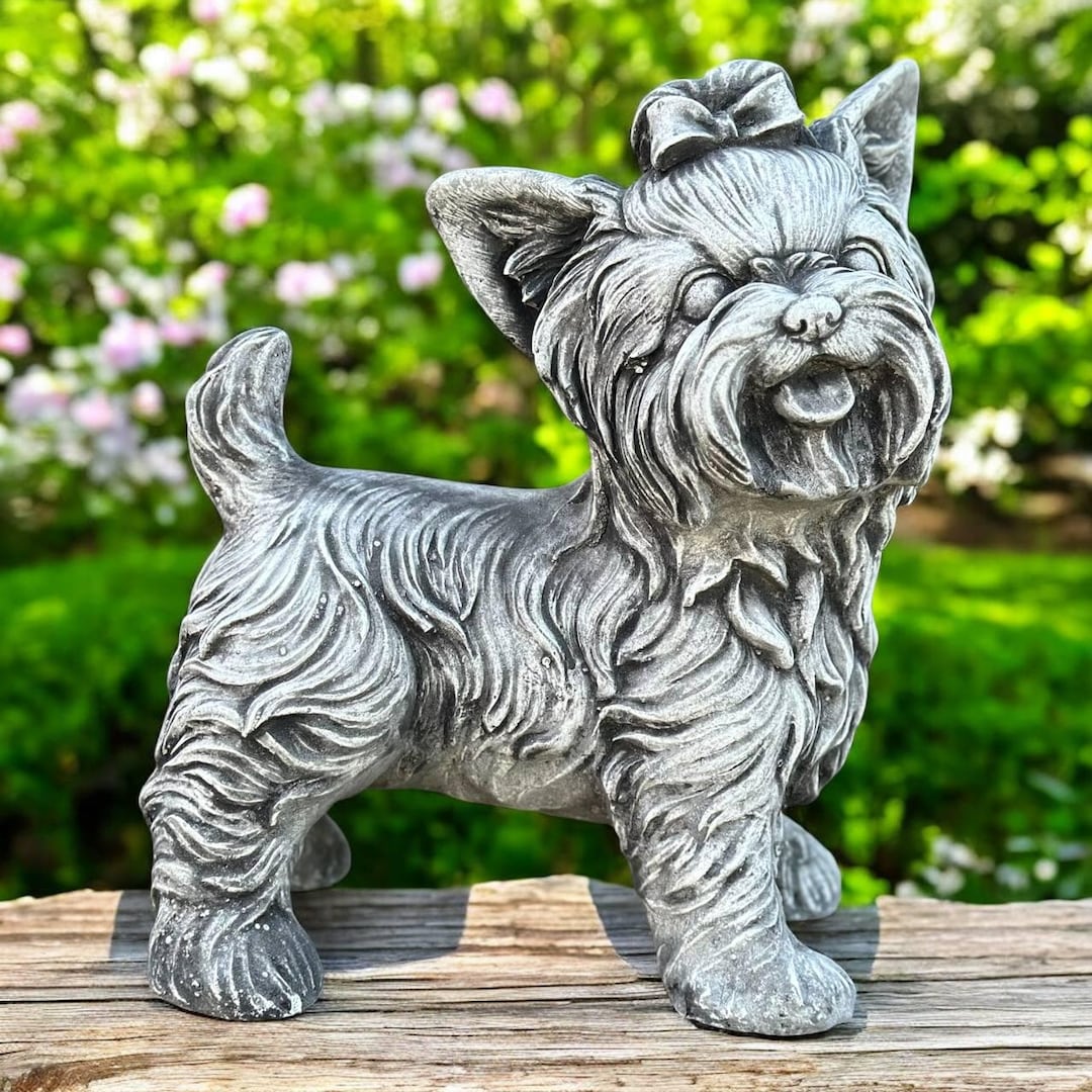 Beton Yorkie Statue - Stone Pet Gift - Garden Dog Ornament - Yorkie ...