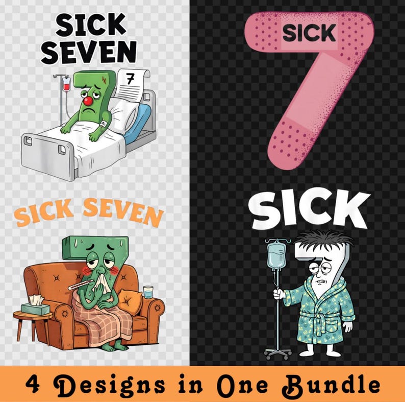 Funny Sick Seven Bundle PNG, 67 Meme PNG, Six Seven, Trending Number7 ...