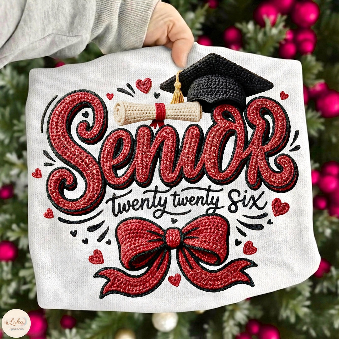 Senior 2026 Glitter Png, Faux Yarn Senior 2026 Png, Graduation PNG, We ...