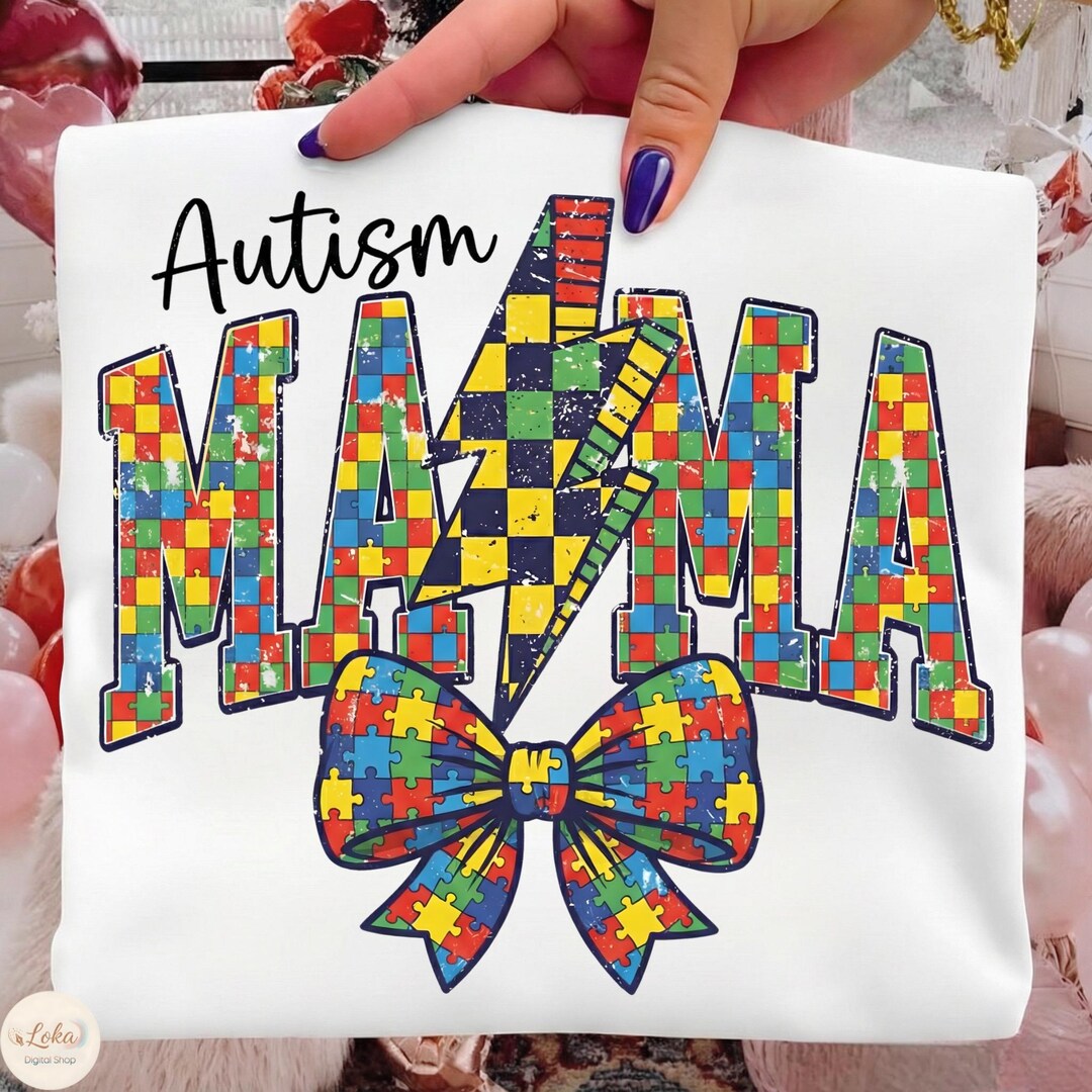 Autism Png, Autism Awareness Png, Retro Autism Mama Png, Autism Bow Png ...
