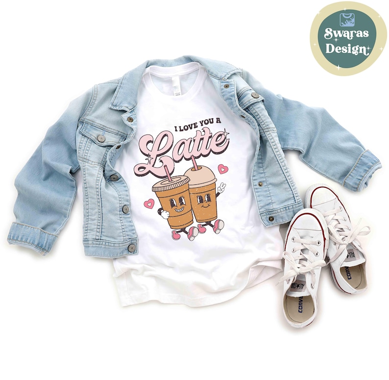 Retro Valentine Shirt for Kids | Coffee Latte Donut Love Tee | Cute ...