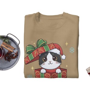 Cute Christmas Cat in a Box PNG Cat Lover Christmas Gift Santa Cat ...