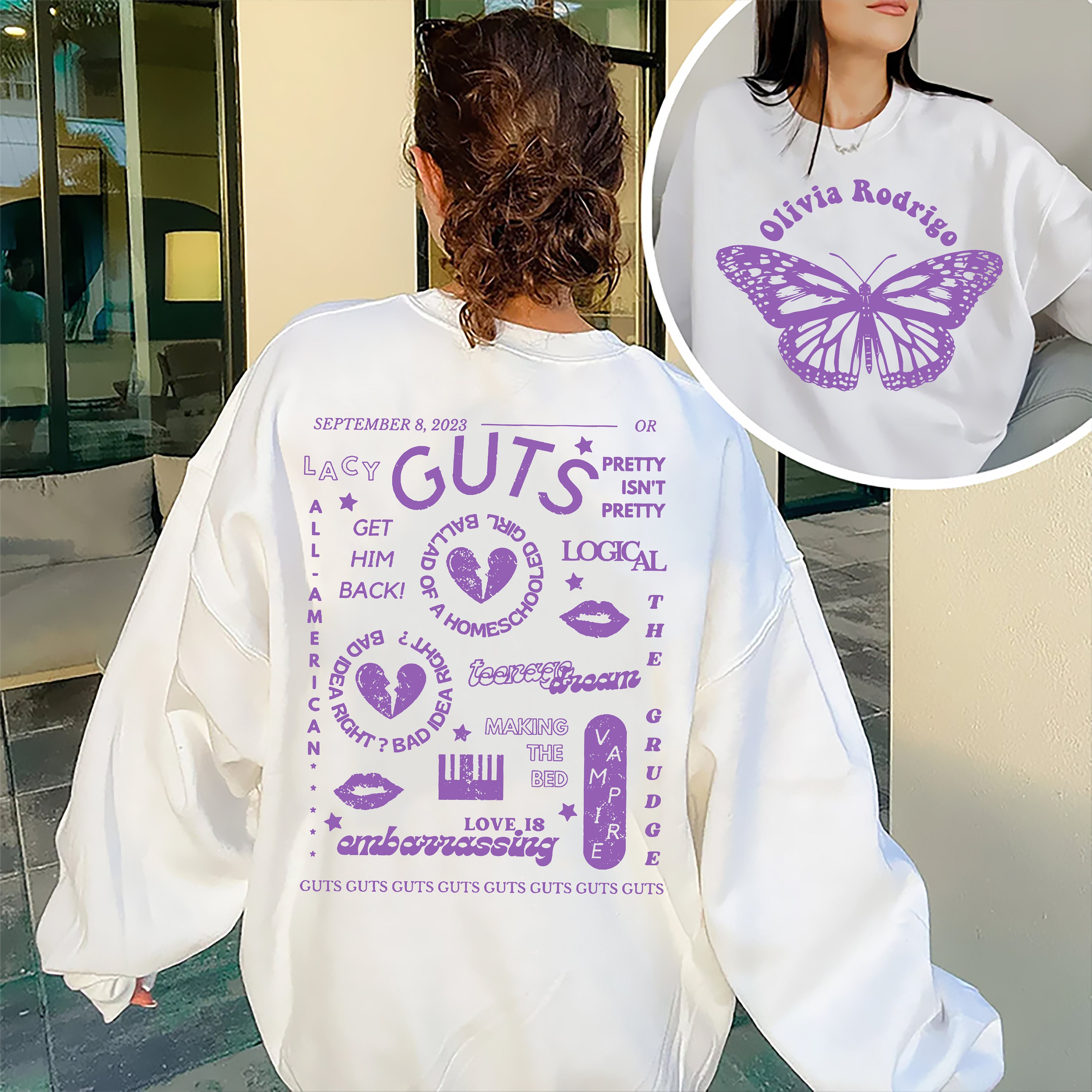 Camiseta Olivia Rodrigo Guts Tour 2024 Olivia Rodrigo Merch Doble Cara ...