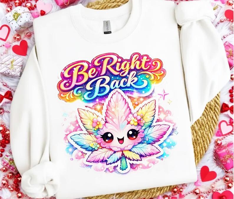 Be Right Back Kawaii Cannabis PNG | Rainbow Pastel Weed Leaf ...