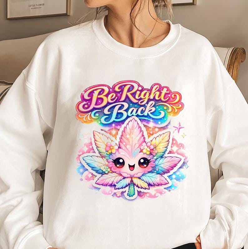 Be Right Back Kawaii Cannabis PNG | Rainbow Pastel Weed Leaf ...