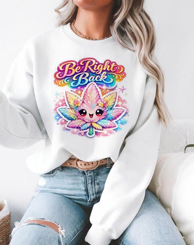 Be Right Back Kawaii Cannabis PNG | Rainbow Pastel Weed Leaf ...