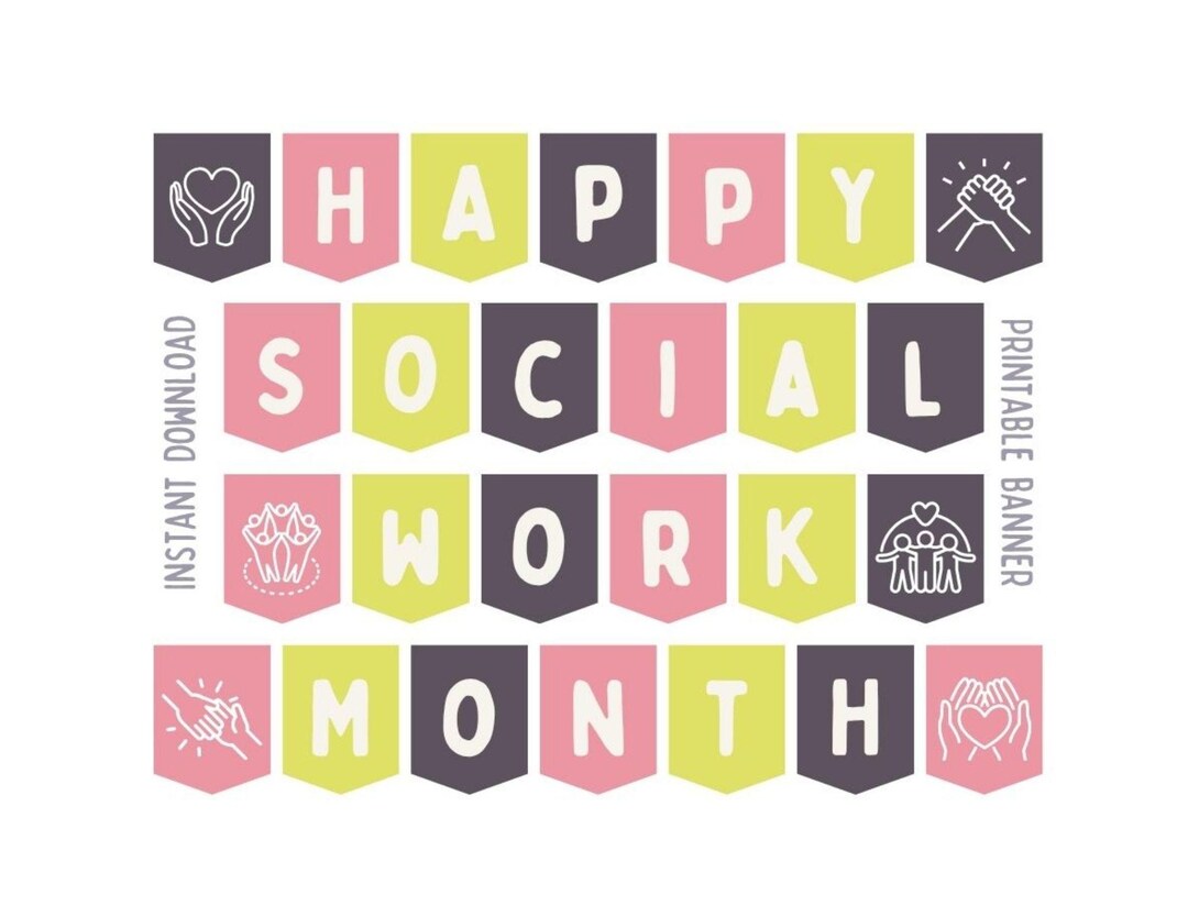 Happy Social Work Month Printable Banner - Etsy