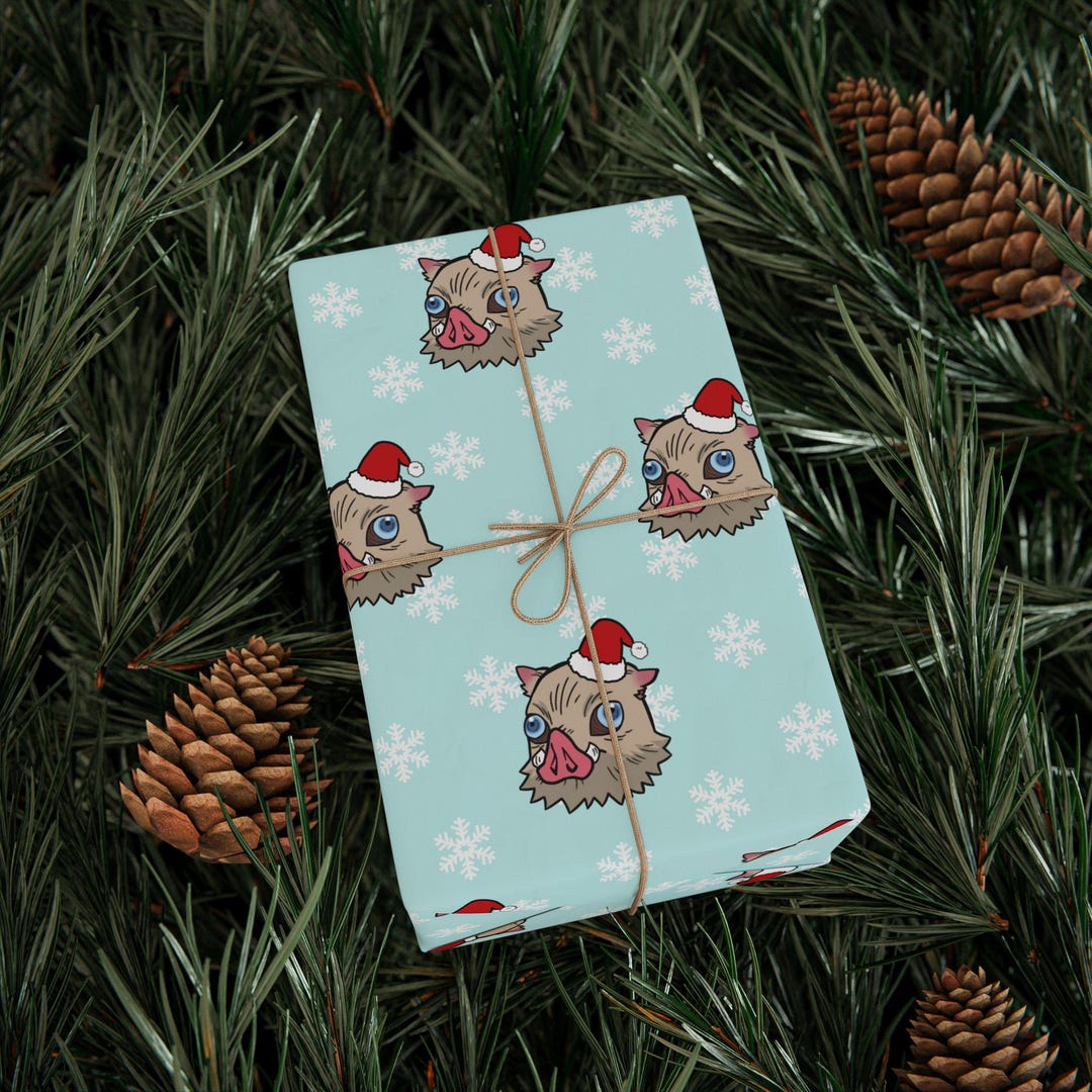 Inosuke Boar Head Snowflake Christmas Gift Wrap, Demon Slayer, Kimetsu ...