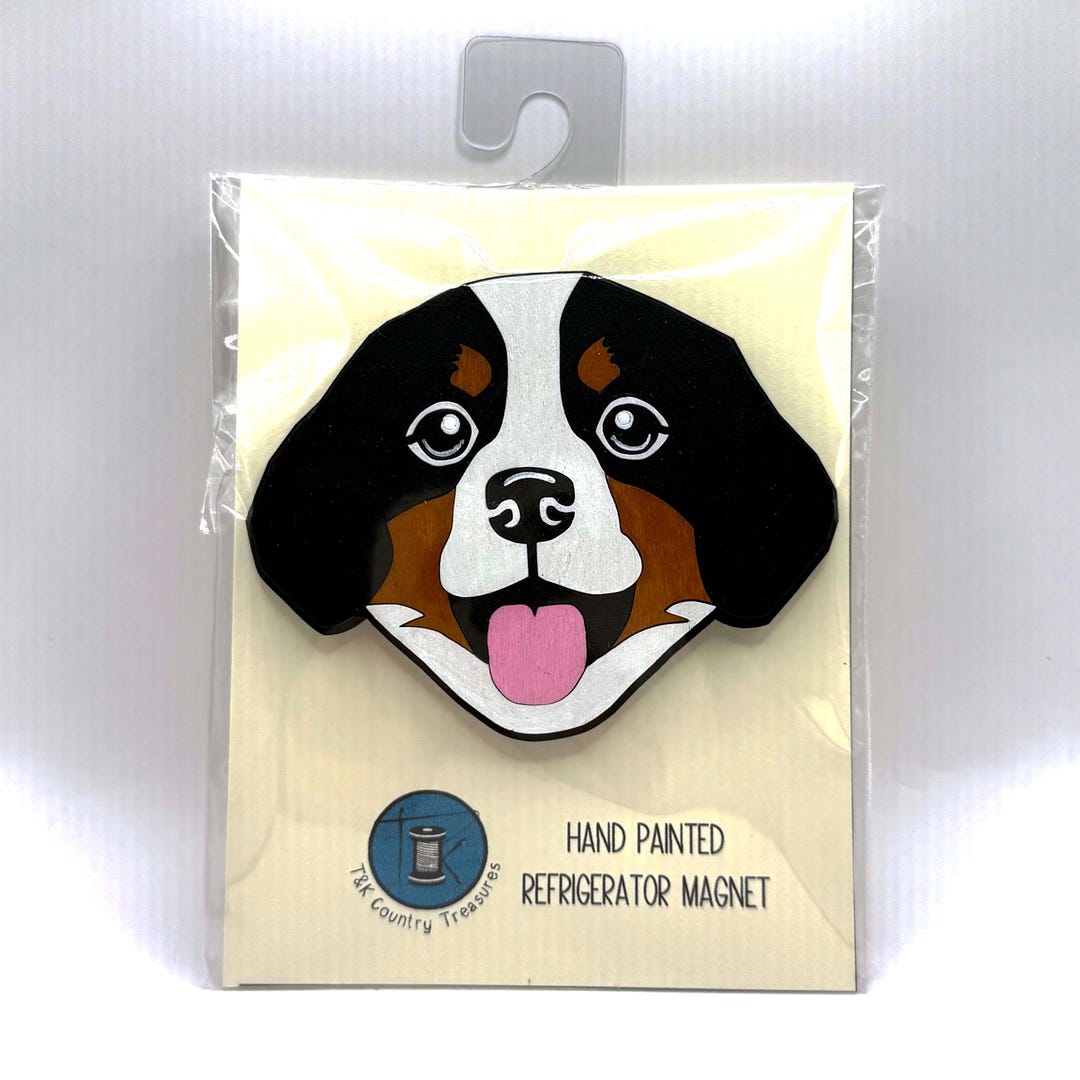 Hand-painted Bernese Mountain Dog Magnet: Wooden Kitchen Decor - Etsy