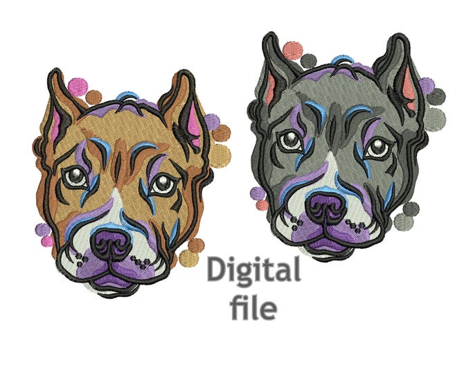 American Bully Machine Embroidery Design, Colorful Dog - Etsy Canada