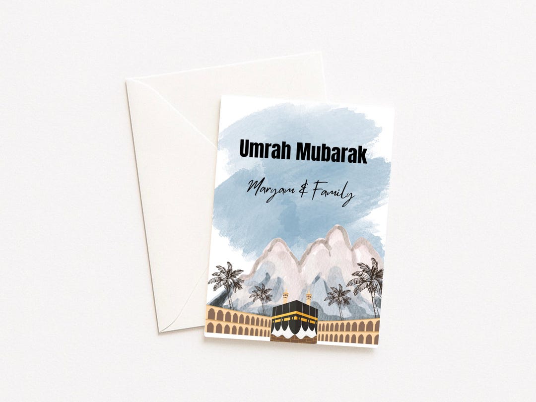 Umrah Mubarak Card, Kaaba Design, Islamic Greeting Personalised - Etsy UK