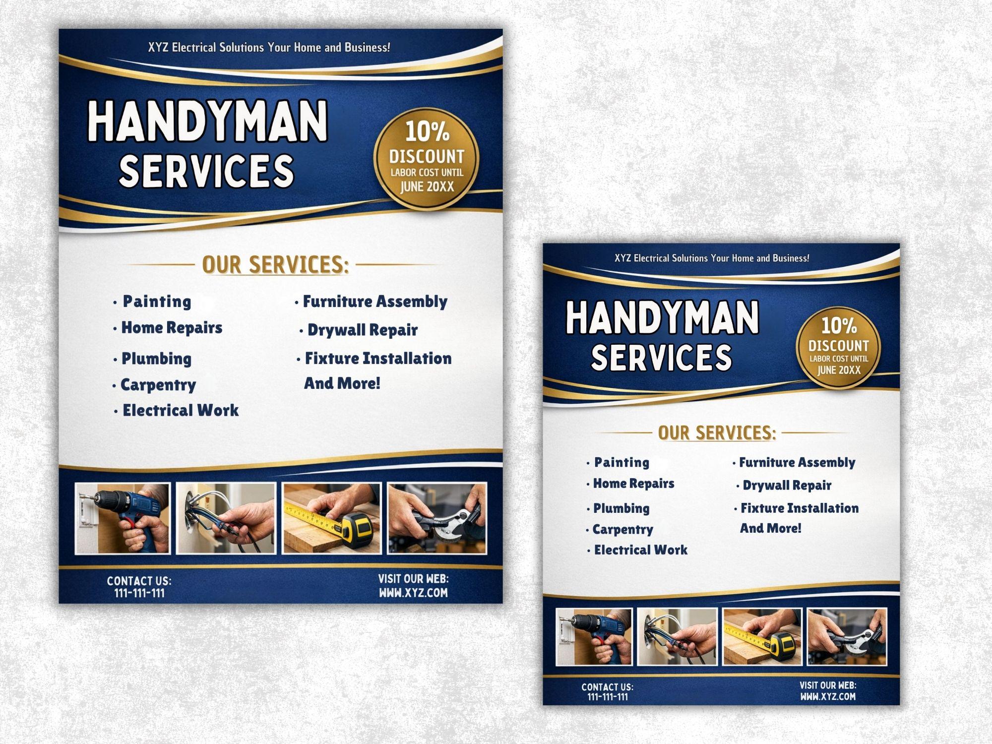 Handyman Services Flyer Template | Editable Home Repair Canva Design ...
