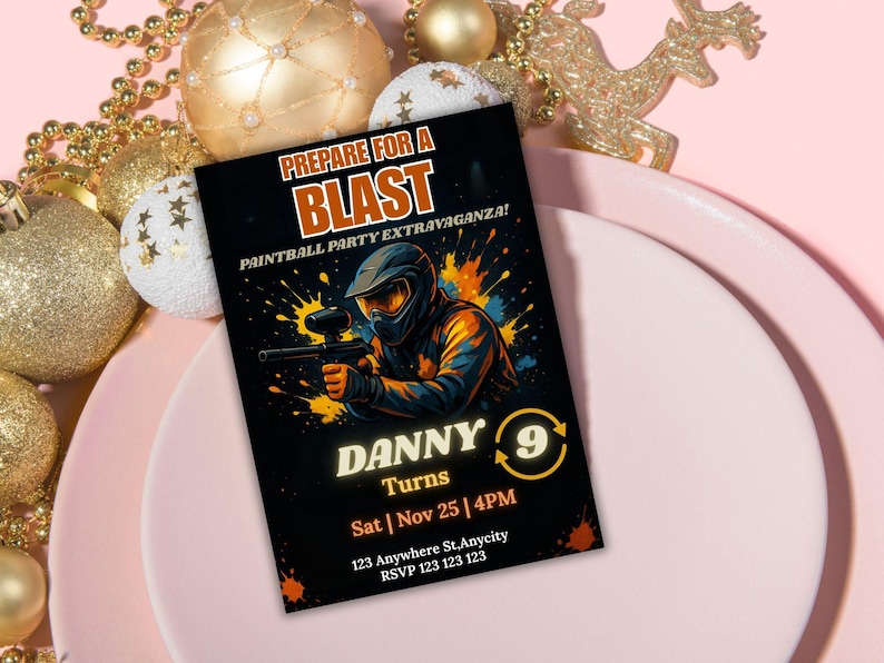 Editable Paintball Birthday Invitation, Teen Party (digital Download ...