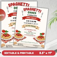 Editable Spaghetti Fundraiser Invitation, Neighborhood Event Flyer ...