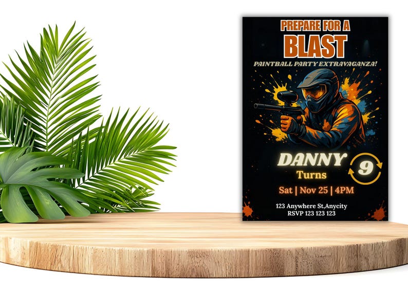 Editable Paintball Birthday Invitation, Teen Party (digital Download ...